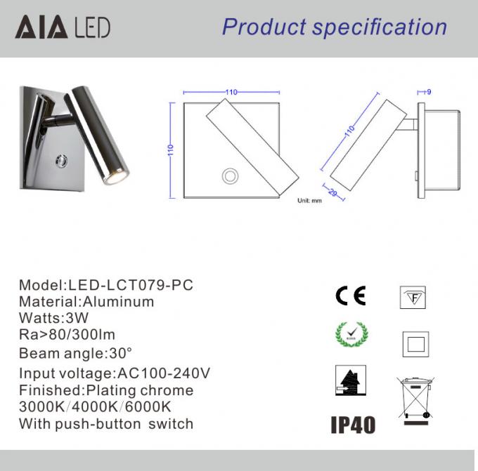 Embed mounted bedside wall light LED reading lamp/led bed wall light ...